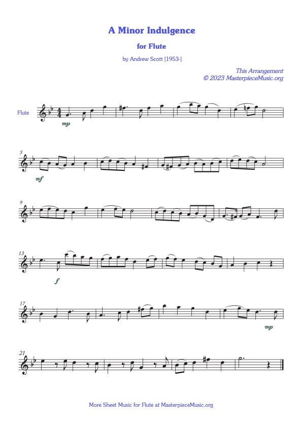 A Minor Indulgence, by Andrew Scott – Free Sheet Music for the Flute ...